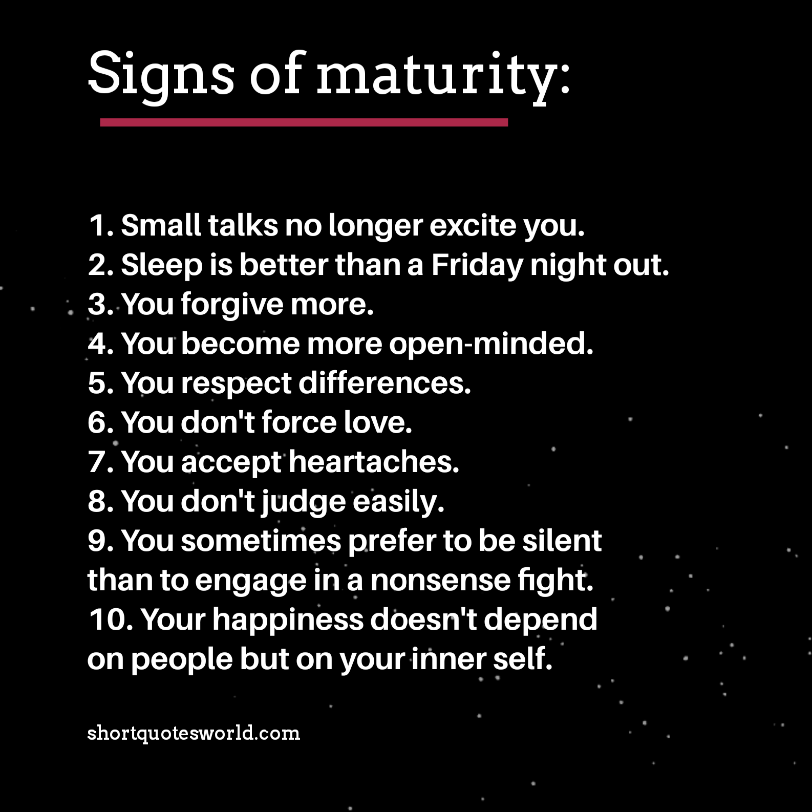 Signs of Maturity